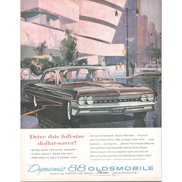 Oldsmobile | Art | 981 Oldsmobile 88 Eighty Eight Sedan Vintage Print ...